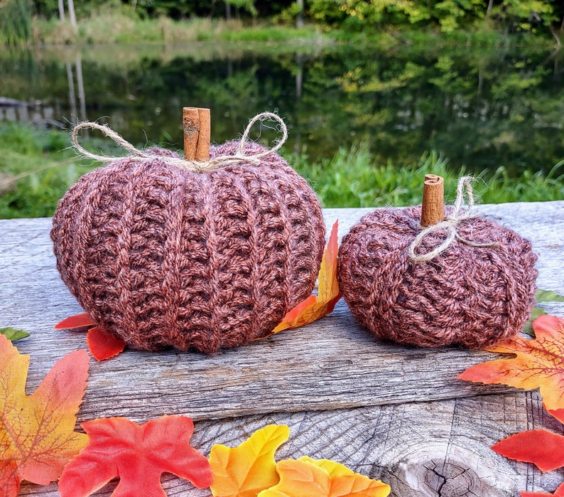 Set of 2 Rustic Farmhouse Brown Crochet Fall Pumpkins - Etsy