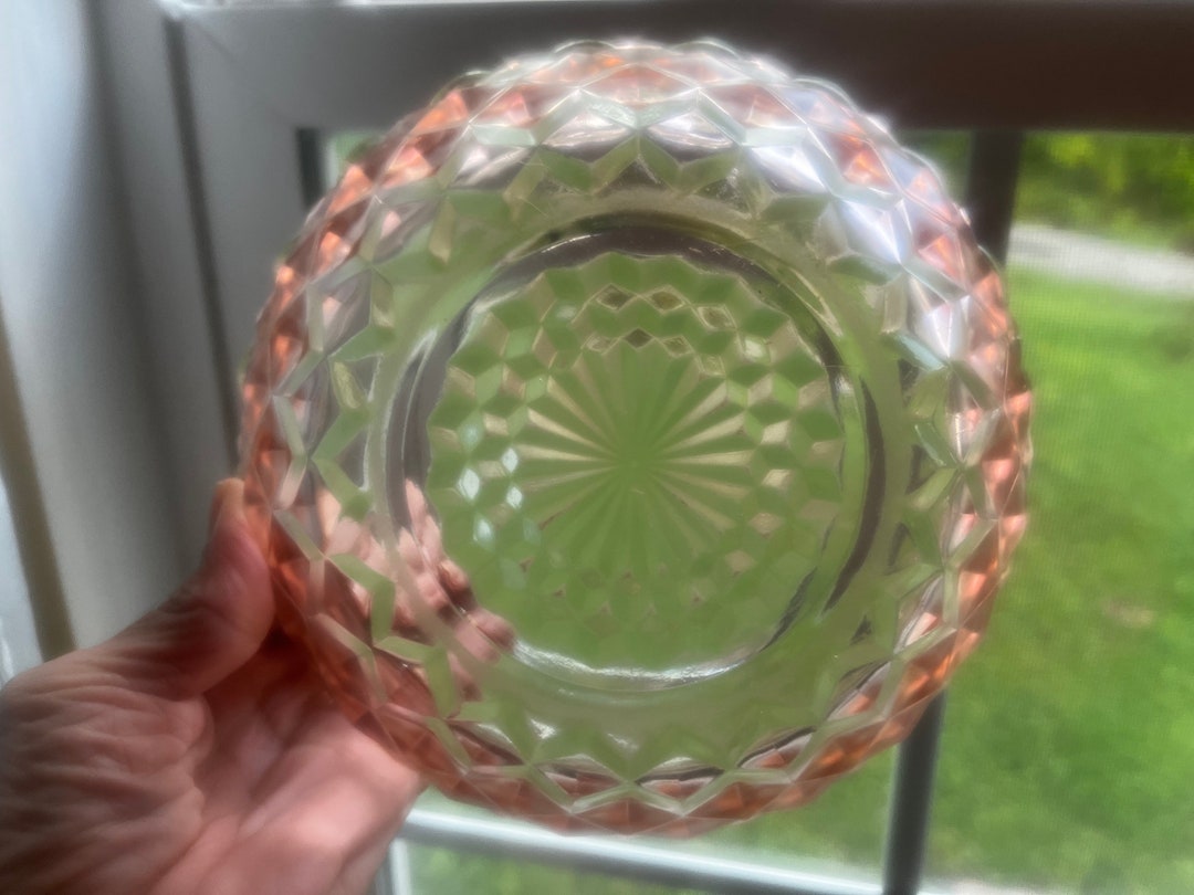 Jeannette Pink Depression Glass Bowl, the Cubist Pattern - Etsy