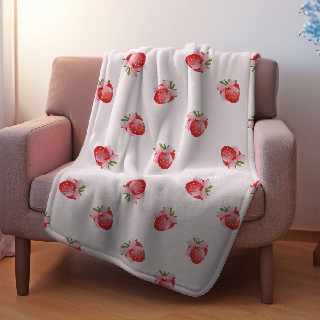 Unique Coquette Strawberries Print Velveteen Throw Blanket - Soft and ...