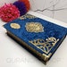 Blue Quran Gift Set, Personalized Quran With Velvet Box and Tasbih Set ...