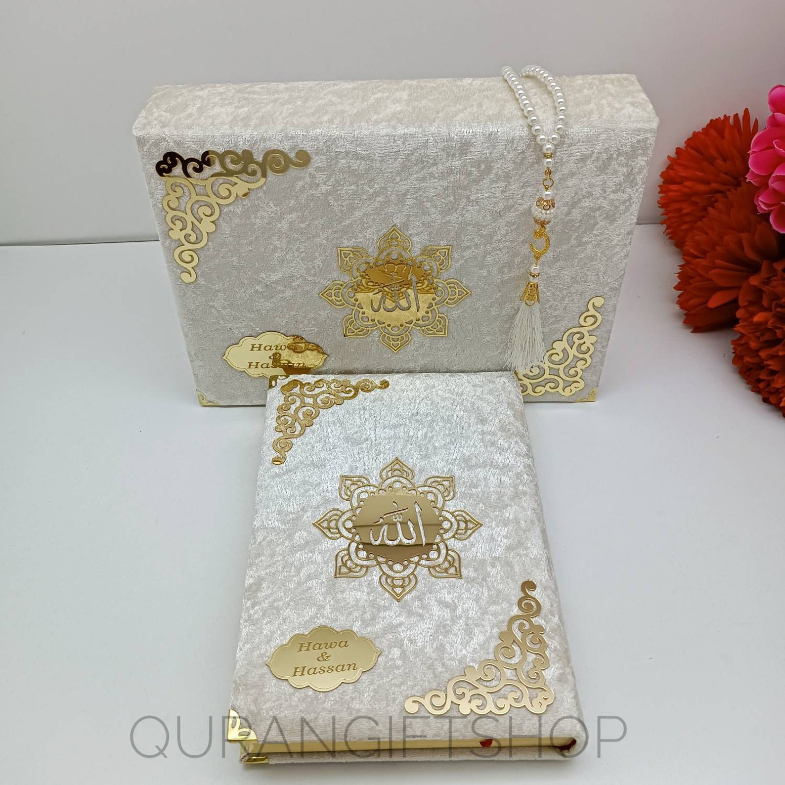 Personalized Quran With Velvet Box and Tasbih Set, Quran Gifts Set ...