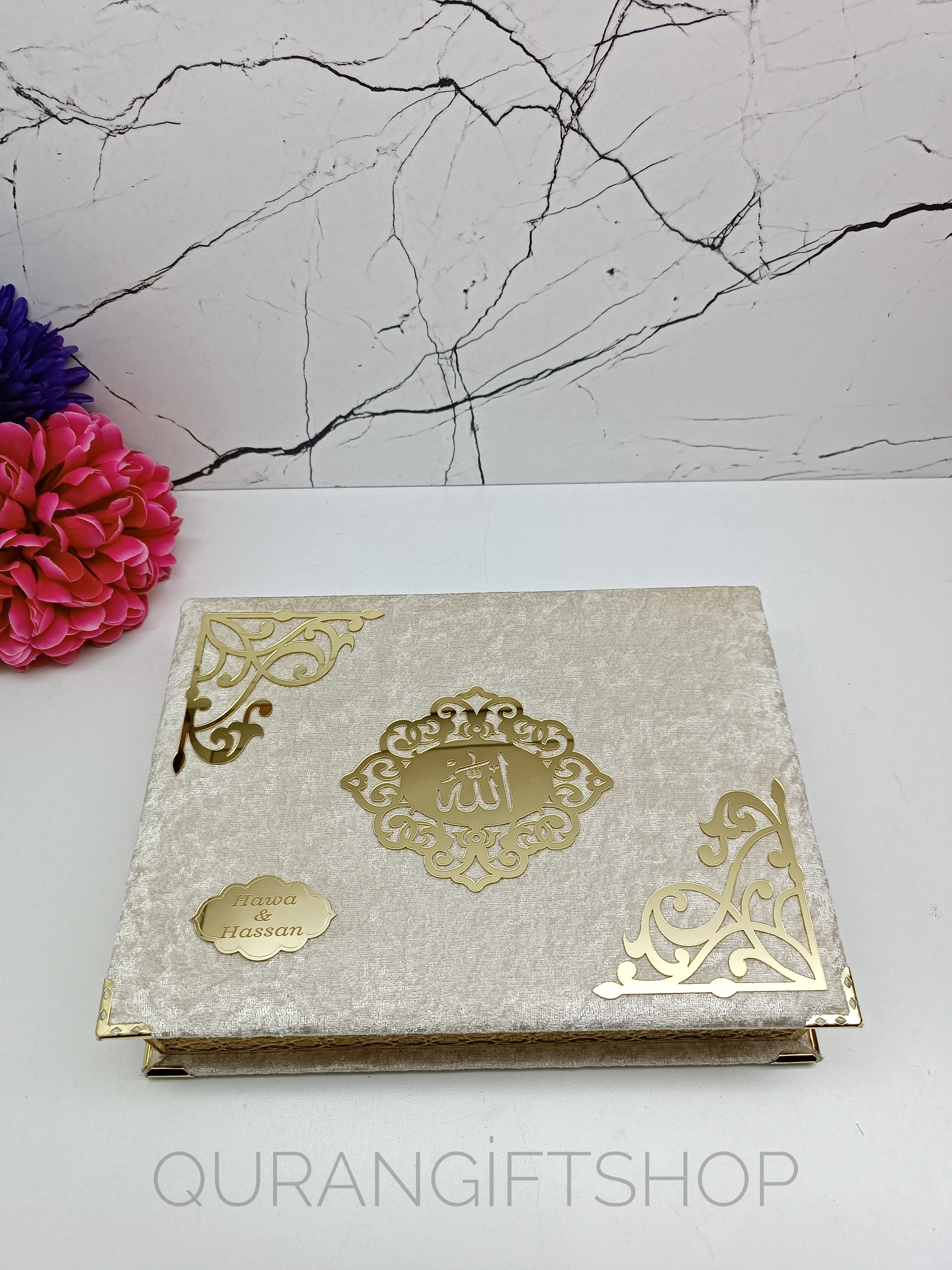 Buy Quran With English, Custom Name Quran With Velvet Box and Tasbih ...