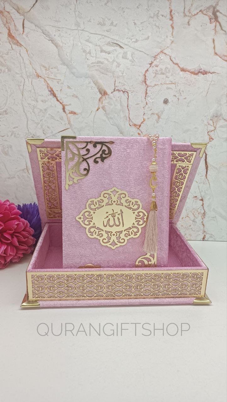 English Arabic Personalized Quran, Muslim Gift Set, Handmade Velvet ...
