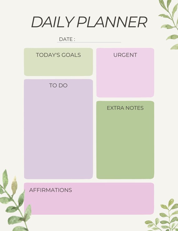 Daily to Do List Printable Instant Download Daily Planner - Etsy
