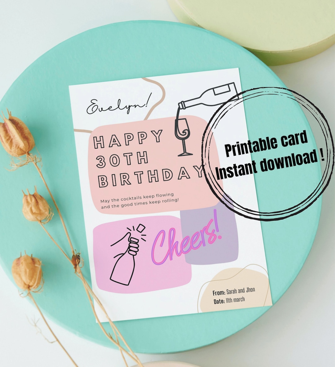 Printable Personalized Birthday Card - Instant Download Customizable ...