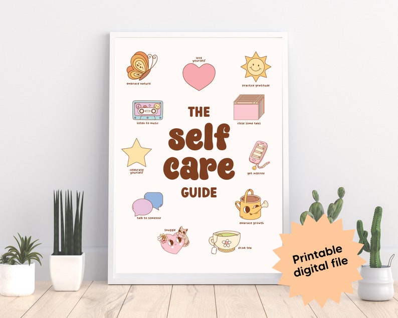 Self Care Guide Digital Wall Art Print Printable Wall Art Self Care ...