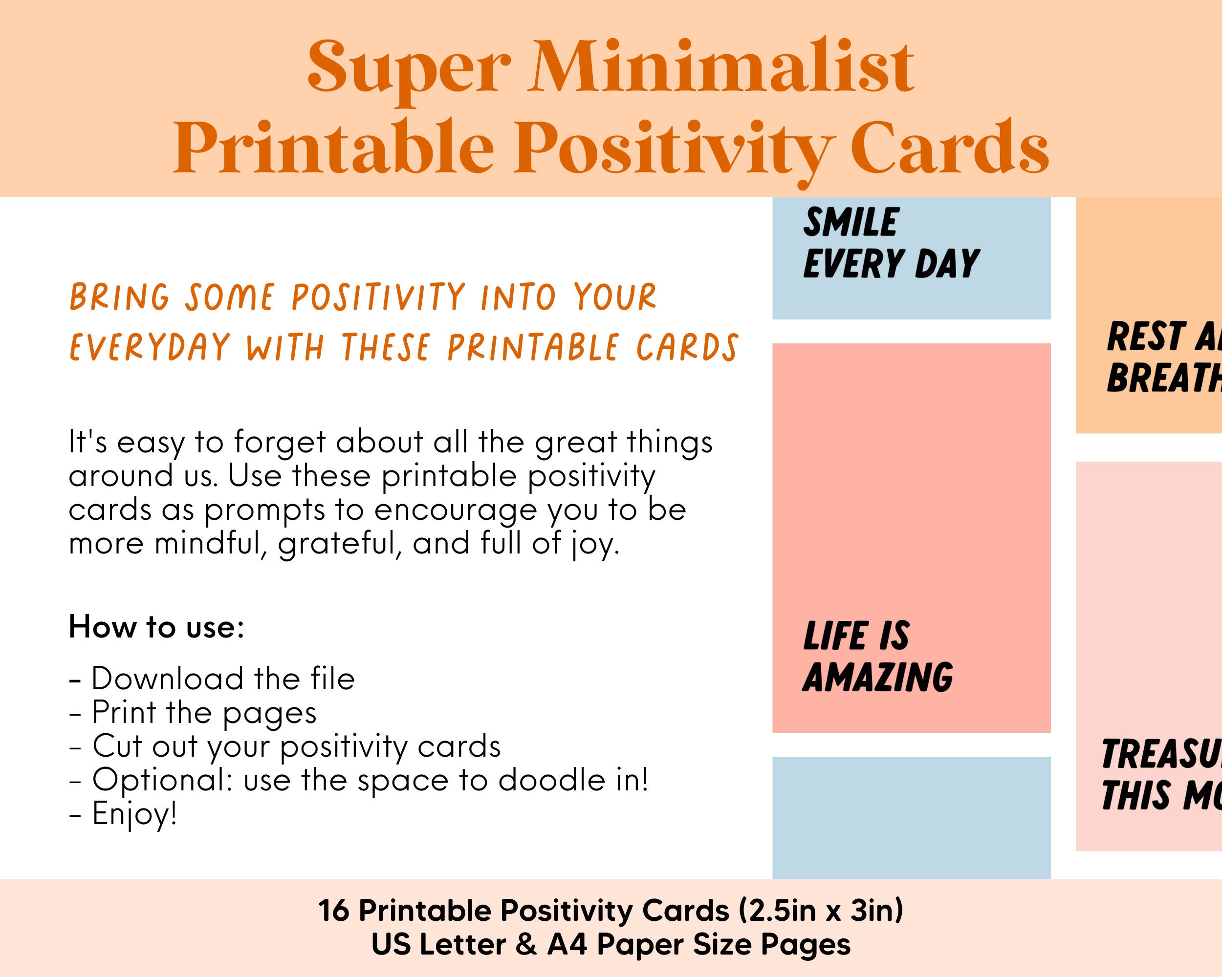 Printable Positivity Cards | Printable Affirmation Cards, Printable ...
