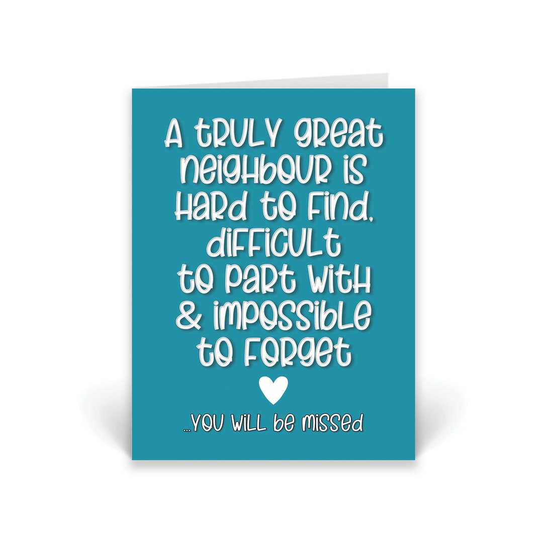 Leaving Neighbor Card - New Home, New House, Good Luck - Etsy