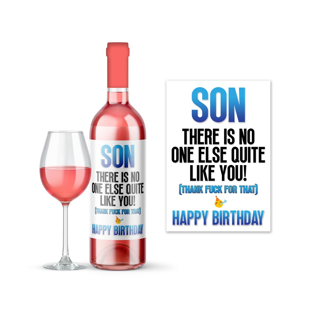 Wine Bottle Label Sticker Wine Bottle Funny Sticker for Son Birthday ...