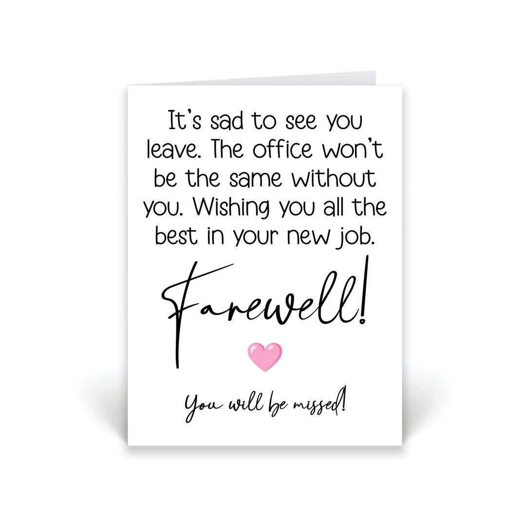 Card for Colleague Leaving Card New Job Cards Work Friend Card Work ...