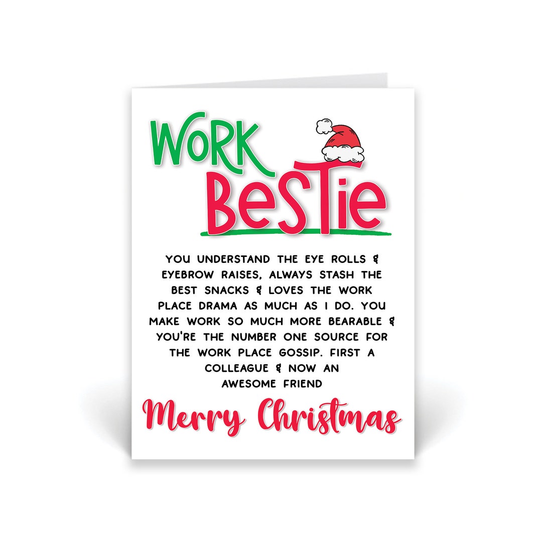 Work Bestie Colleague Christmas Card Merry Christmas Secret Santa Gifts ...