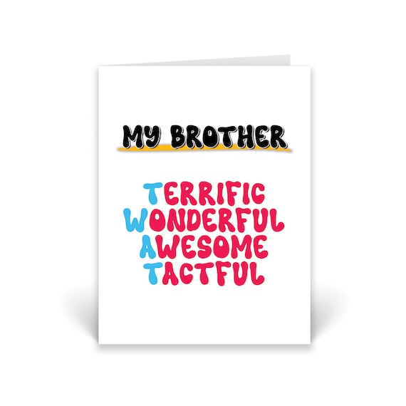 Funny Brother Cards Sibling Birthday Cards Twat Card - Etsy