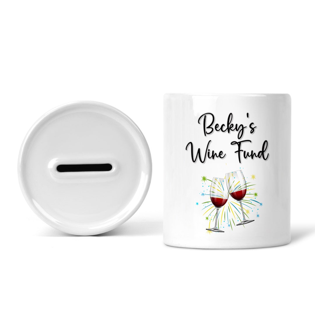Personalized Wine Fund Money Box - Ceramic Piggy Bank Gift - Etsy