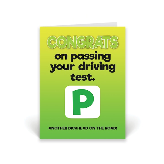 Funny Passed Driving Test Card Congrats on Passing Your - Etsy