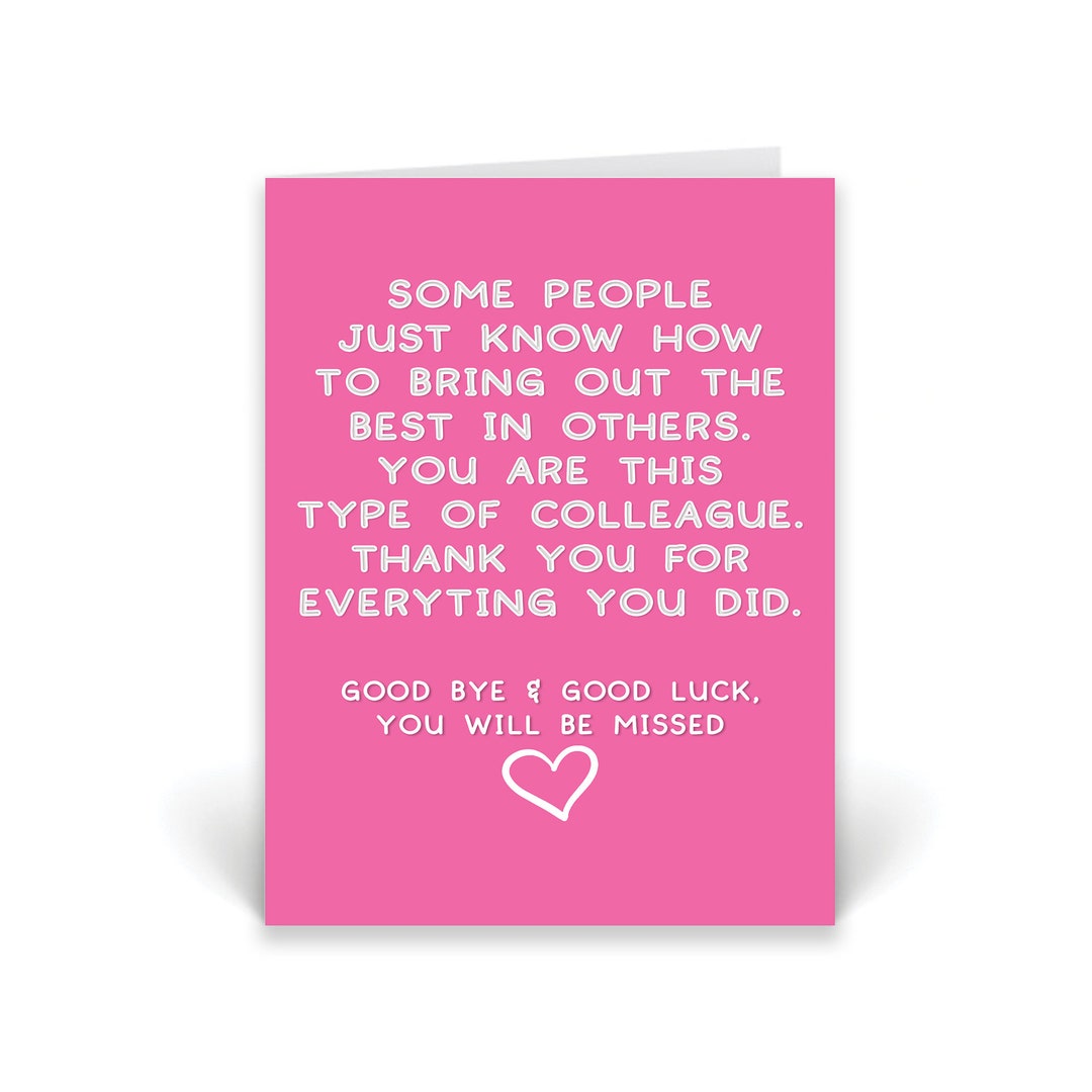 Colleague Leaving Card New Job Card Coworker Boss Manager Leaving Good ...