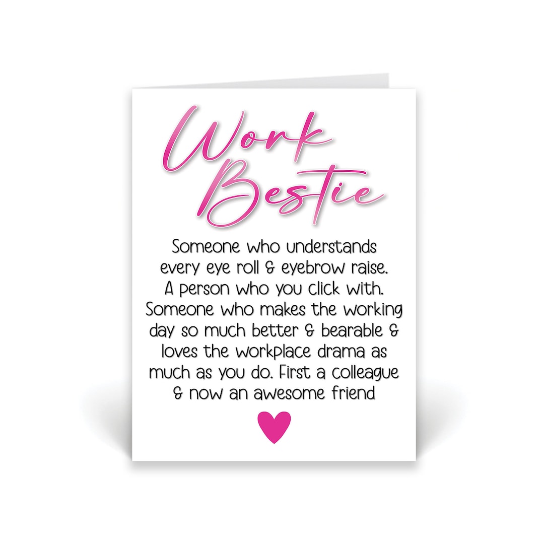 Card for Colleague - Work Bestie Card - Work Best Friends Card ...