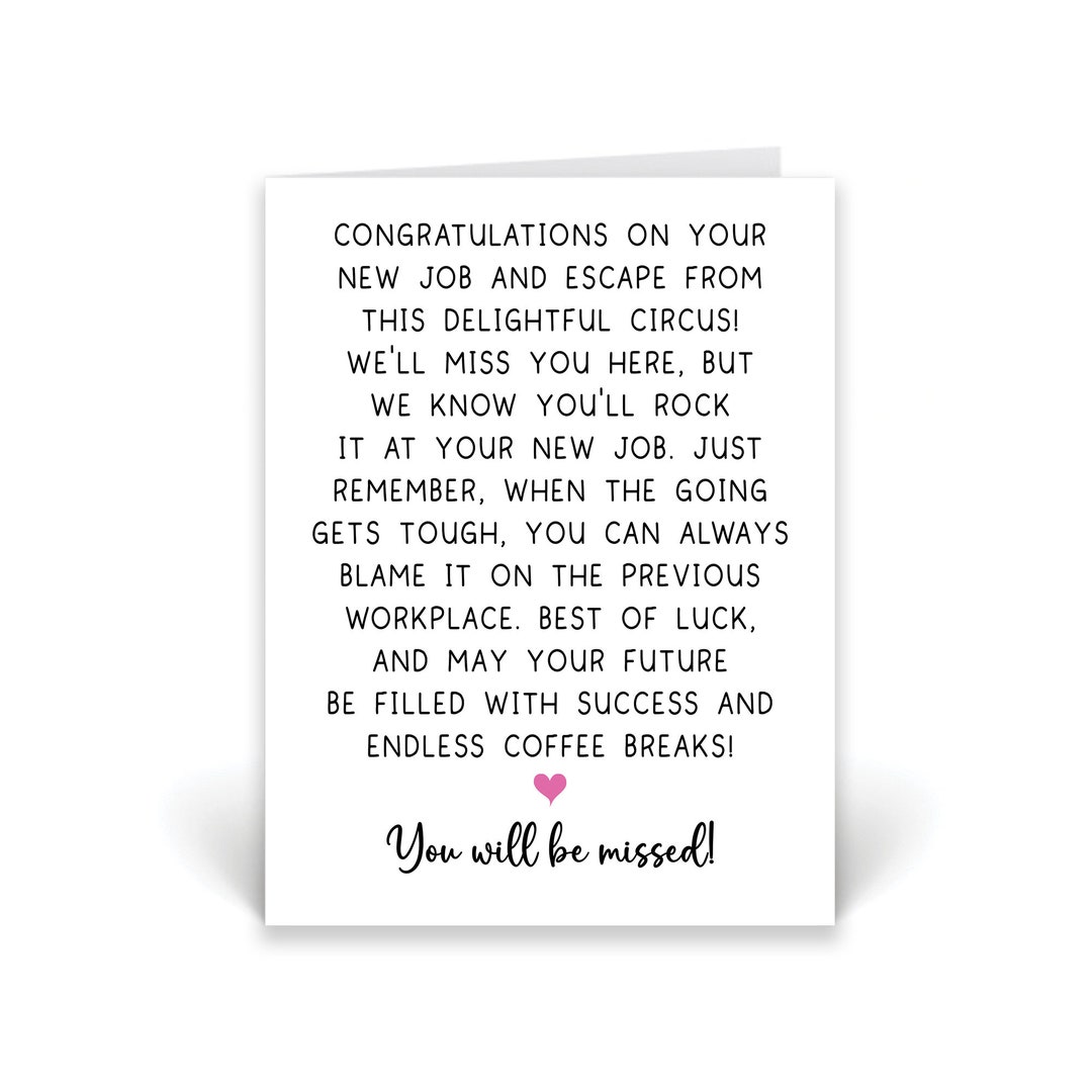 Funny Leaving Card for Colleagues New Job Cards Moving Away - Etsy