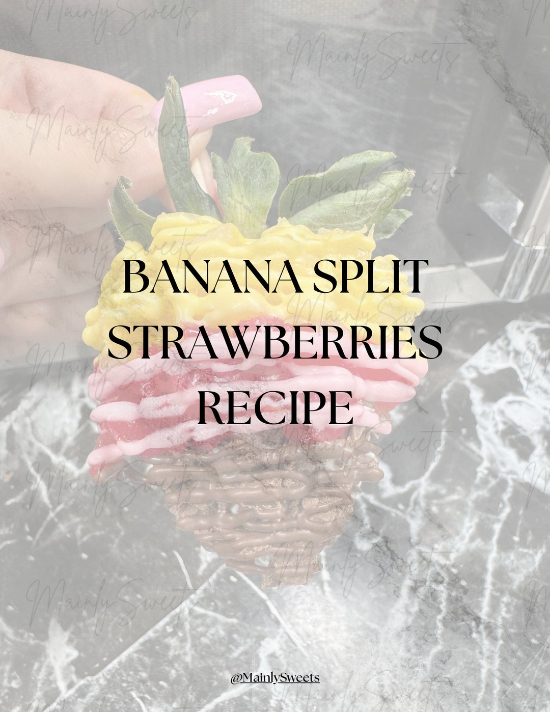 Banana Split Strawberry Recipe Card Digital Download Digital Recipe ...