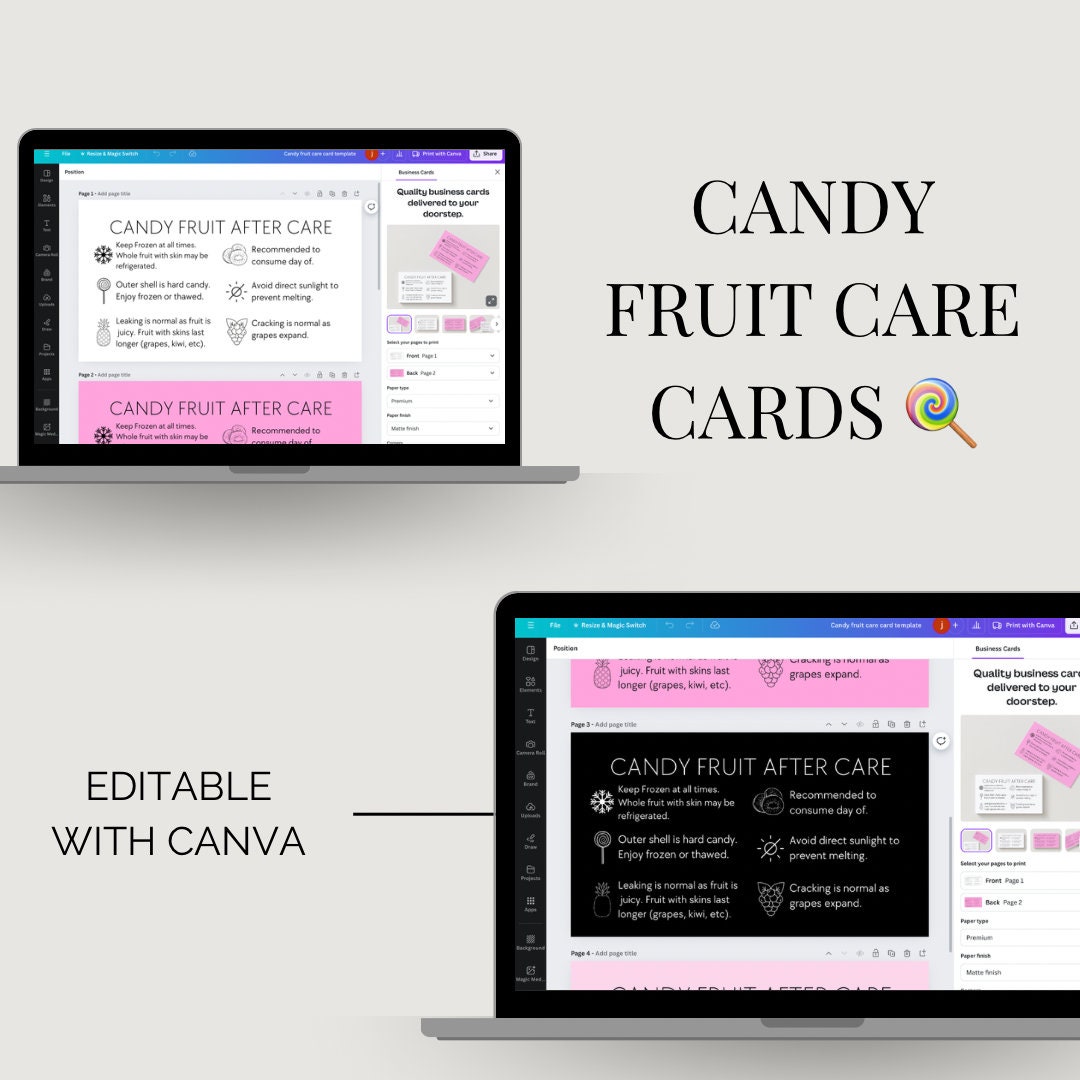 Candy Fruit Care Card Templates 4 Editable Customizable Templates ...
