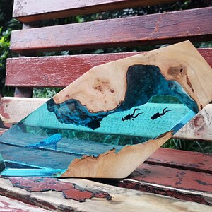 Deep Sea Resin Lamp, Dive With Whale Desk Lamp, Wood Resin Lamp, Epoxy ...