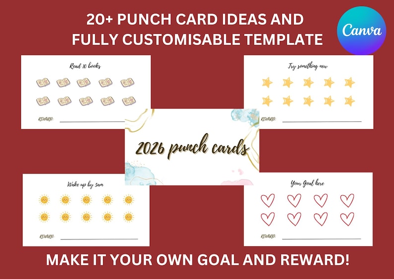 2026 Goal Setting Punch Cards, Customisable and Editable Canva Template ...