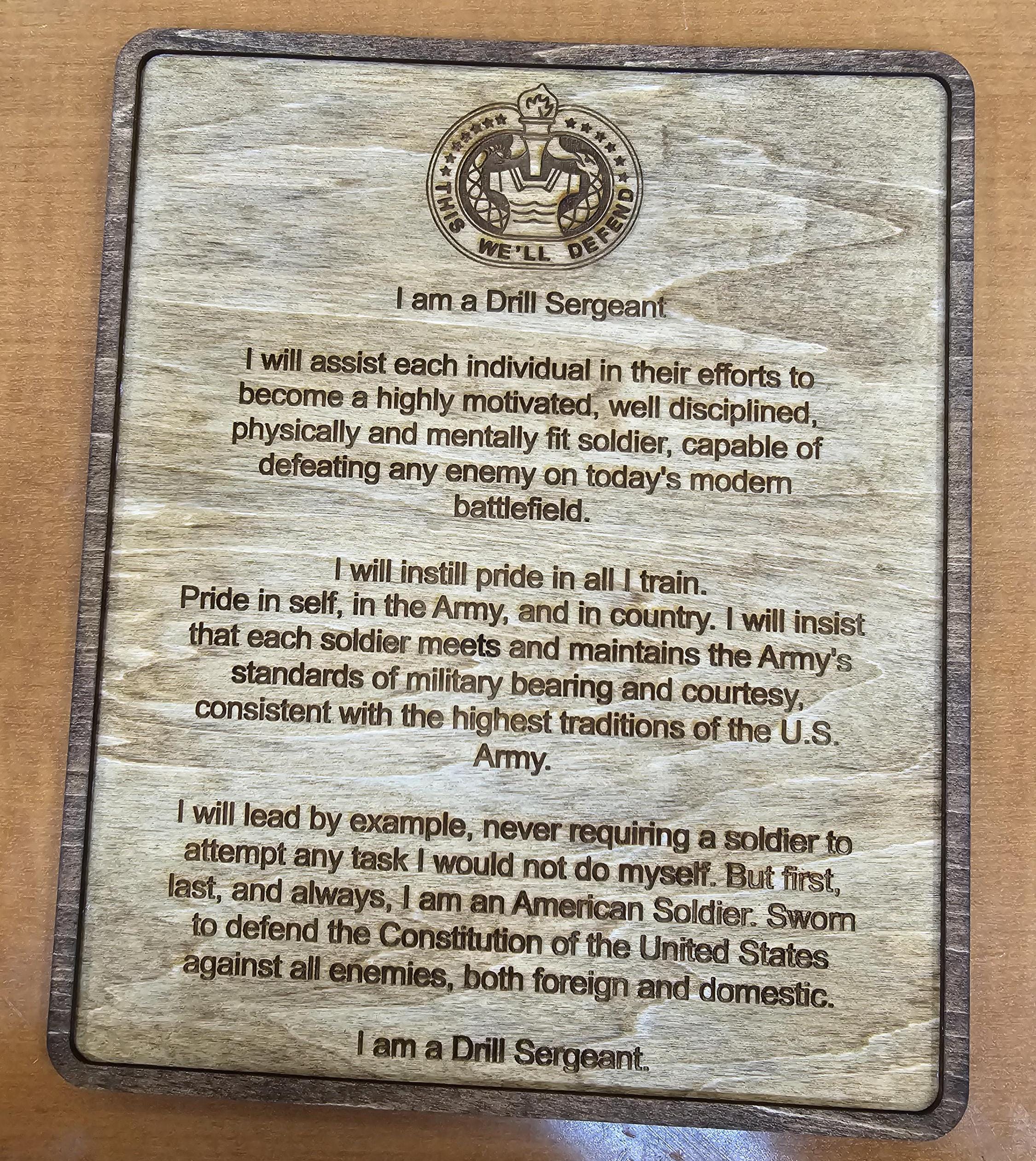 Drill SGT Creed Plaque - Etsy