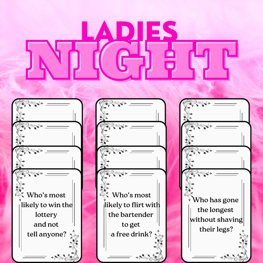 Girls Night Out Party Game With 100 Digital Cards, Ladies Bridal Shower ...
