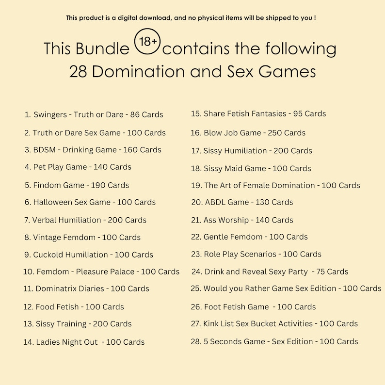 Femdom Fetish Bundle 28 Digital Kinky Sex Games Over 3000 Cards For