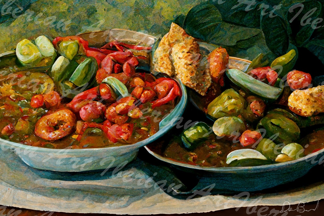 Shrimp Stew Cajun Food Louisiana Painting Impressionism - Etsy