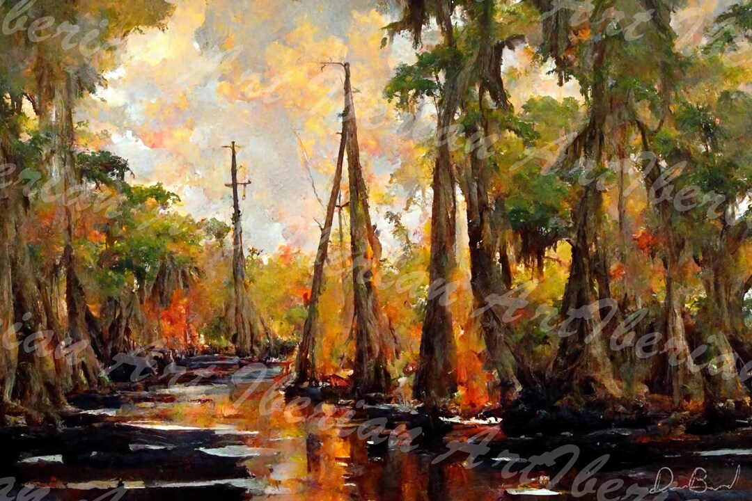 Sunset Swamp, Atchafalaya Basin, Swamp, Bayou, Impressionism, Cajun Art, Louisiana Art - Etsy