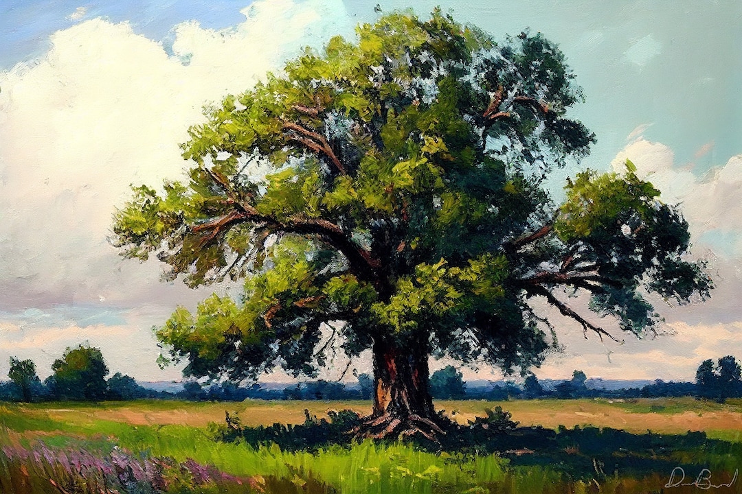 Flowers and Oak, Louisiana Painting, Field, Country, Impressionism ...
