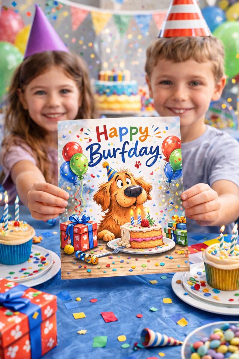 Funny Golden Retriever Birthday Card – Happy Burfday Dog Pun (printable ...