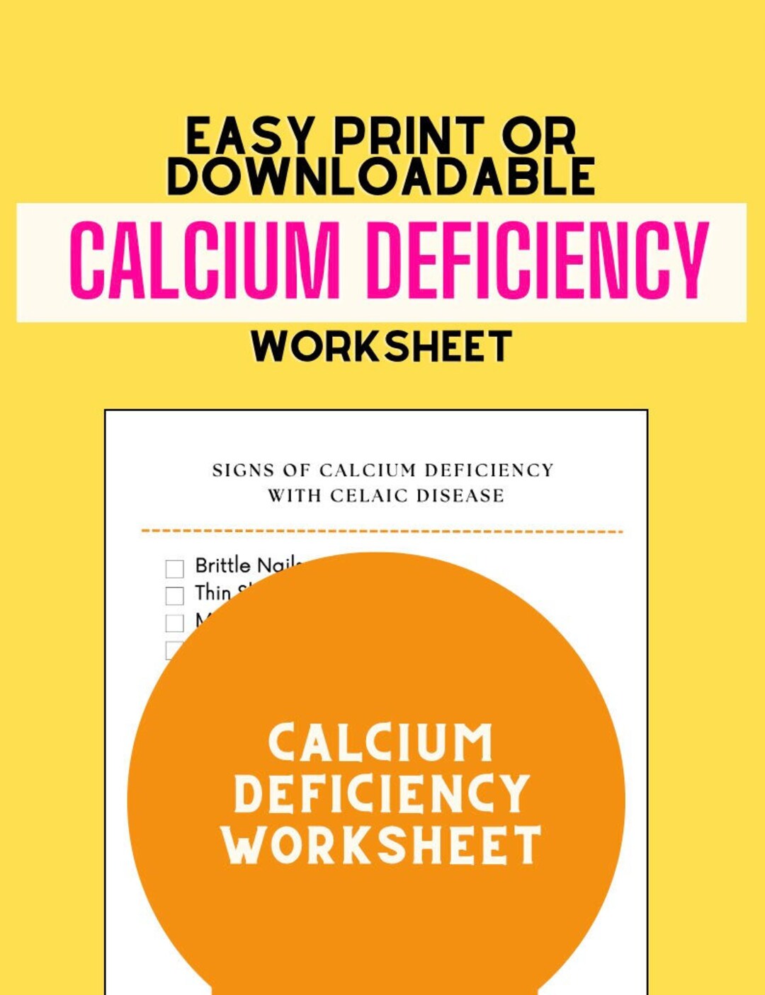 Calcium Deficient Celiac Disease Worksheet - Etsy