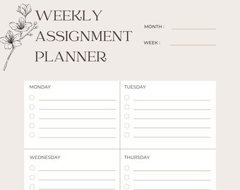 Assignment Planner Project Planner Assignment Project - Etsy