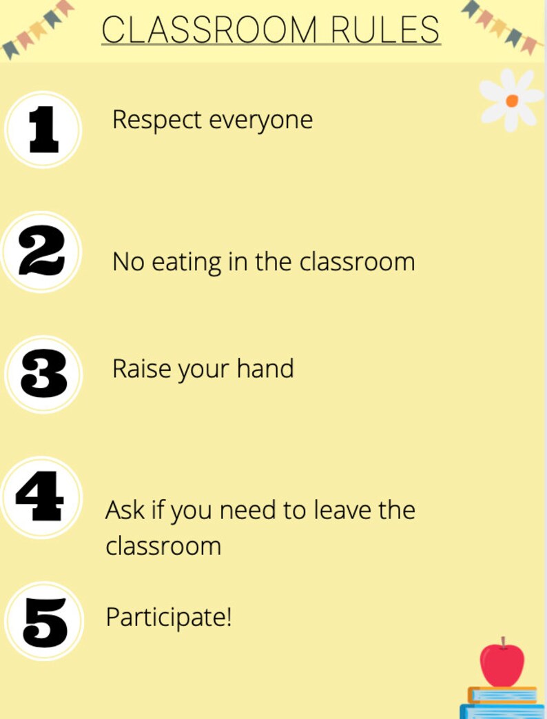 2 Poster-classroom Rules Template/student First Day of School - Etsy