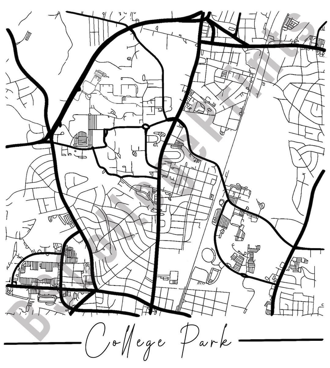 Map of College Park, Maryland - Etsy