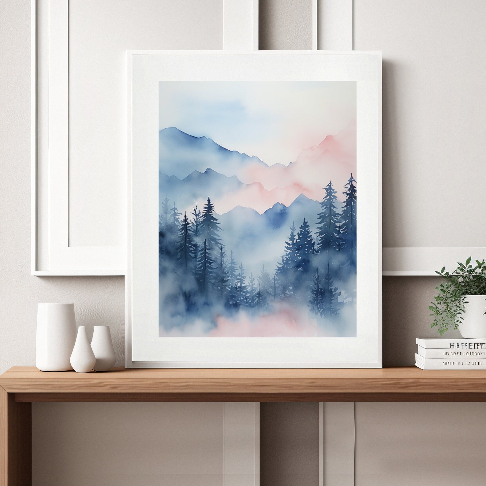 Blue Watercolor Mountains Landscape Prints - Printable Wall Art ...