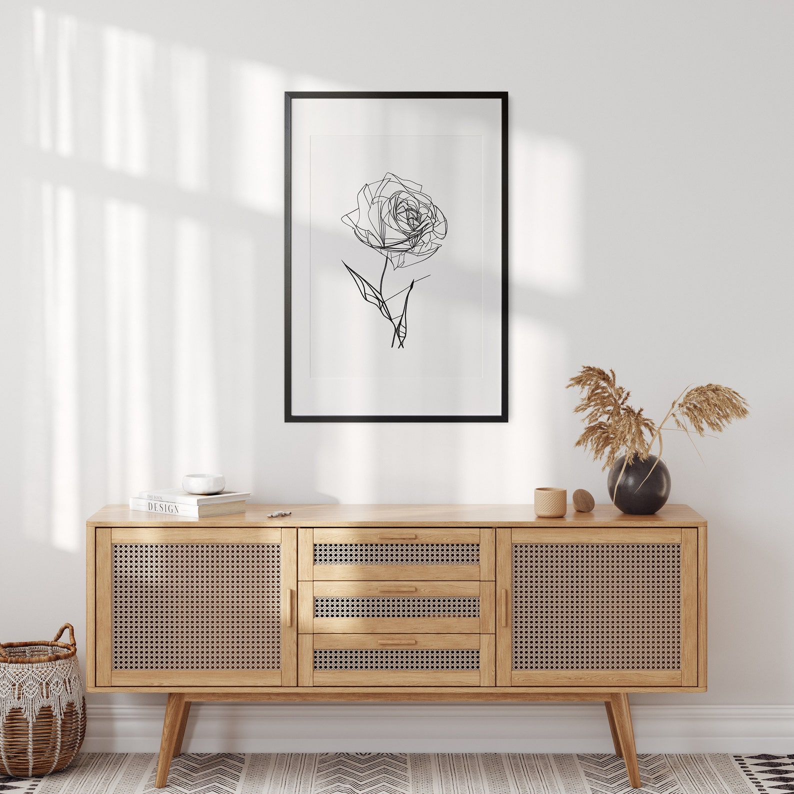 Japandi Wall Art Botanical Line Art Printable Modern Flowers - Etsy