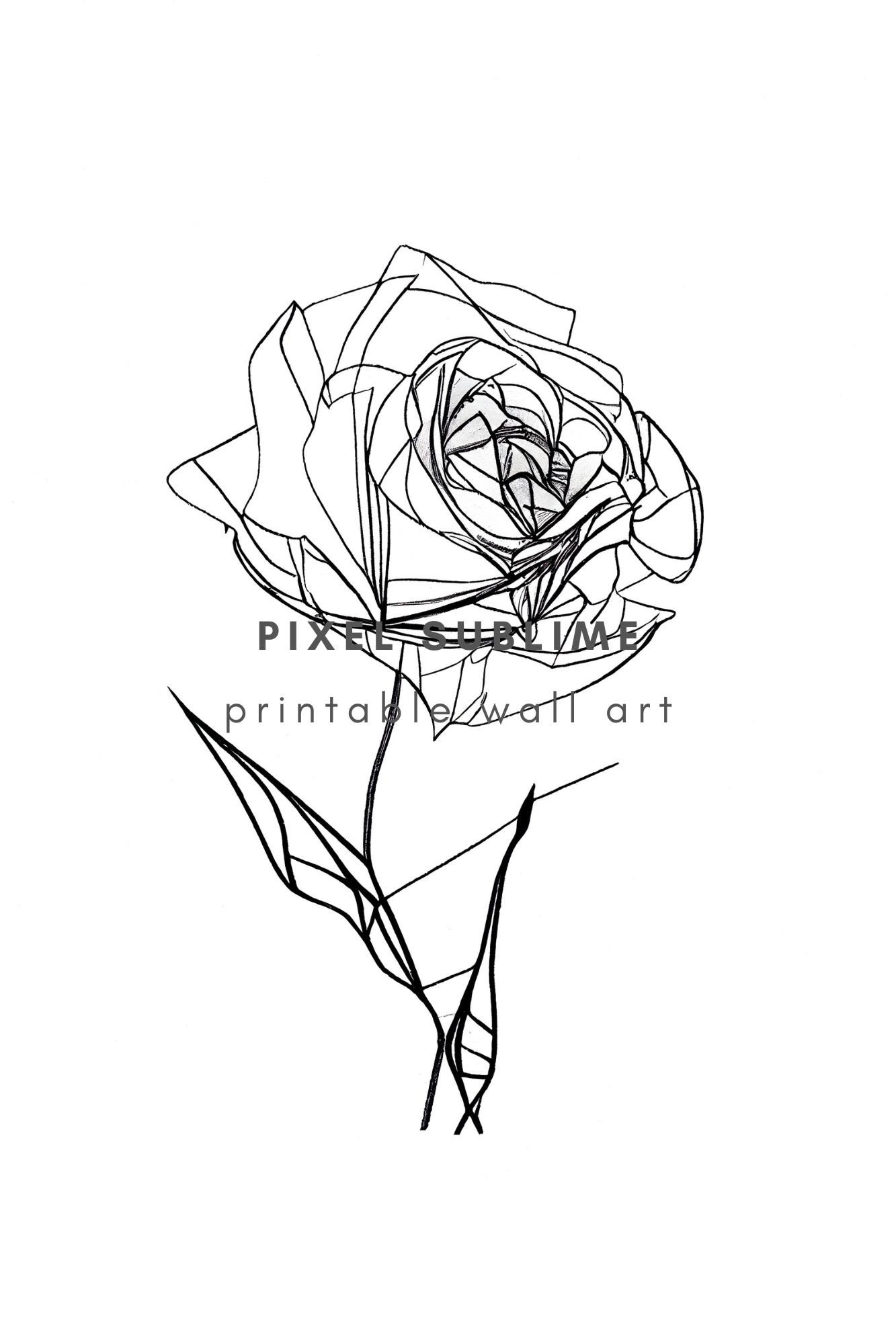 Japandi Wall Art Botanical Line Art Printable Modern Flowers - Etsy