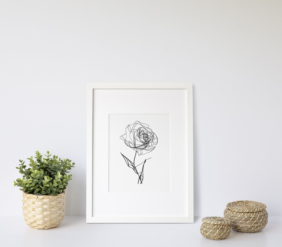 Japandi Wall Art Botanical Line Art Printable Modern Flowers - Etsy