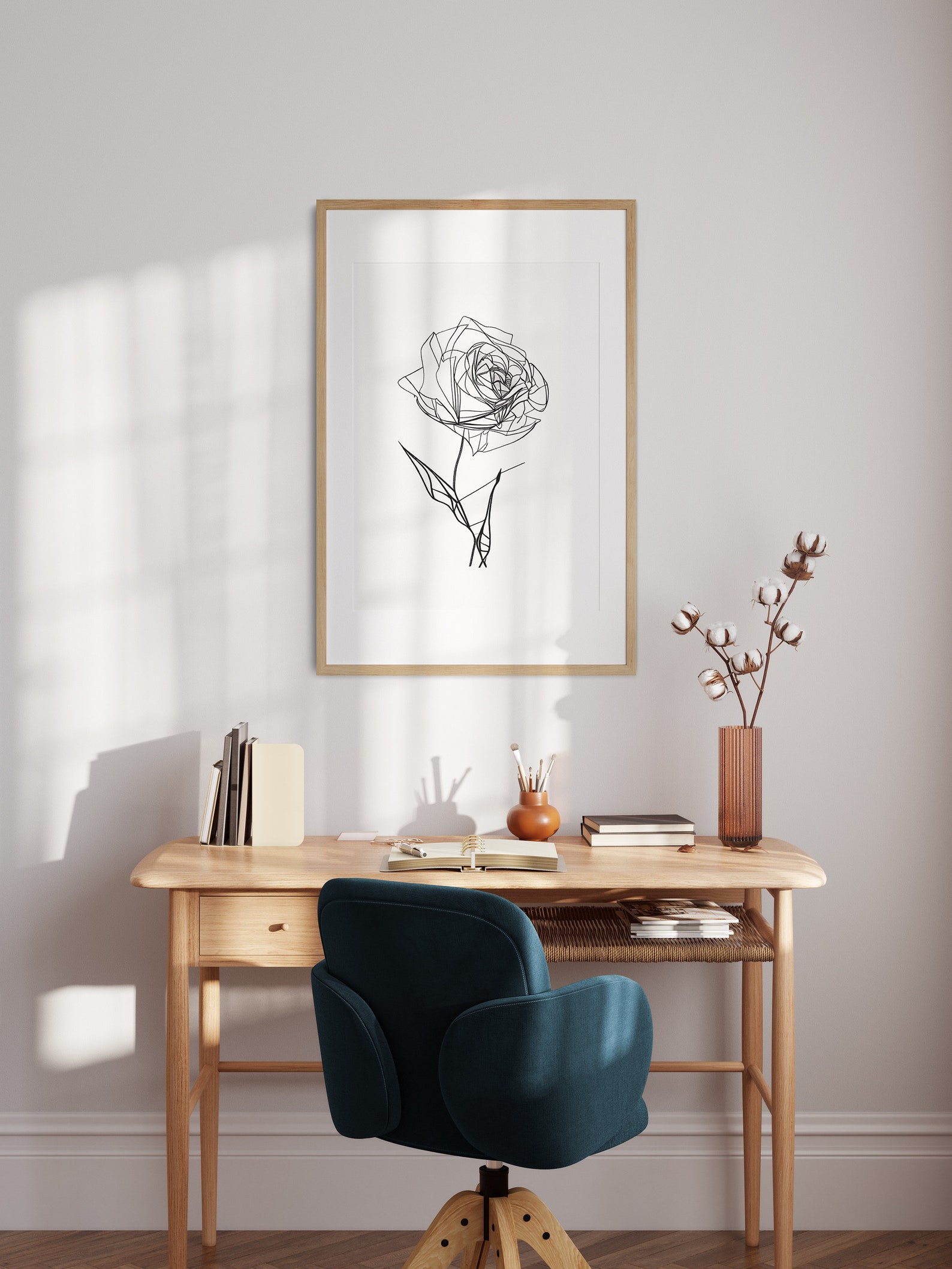 Japandi Wall Art Botanical Line Art Printable Modern Flowers - Etsy