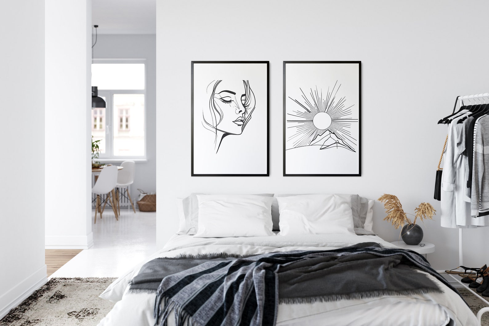 Japandi Printable Wall Art Set Of 5 Line Drawing Woman Face Abstract