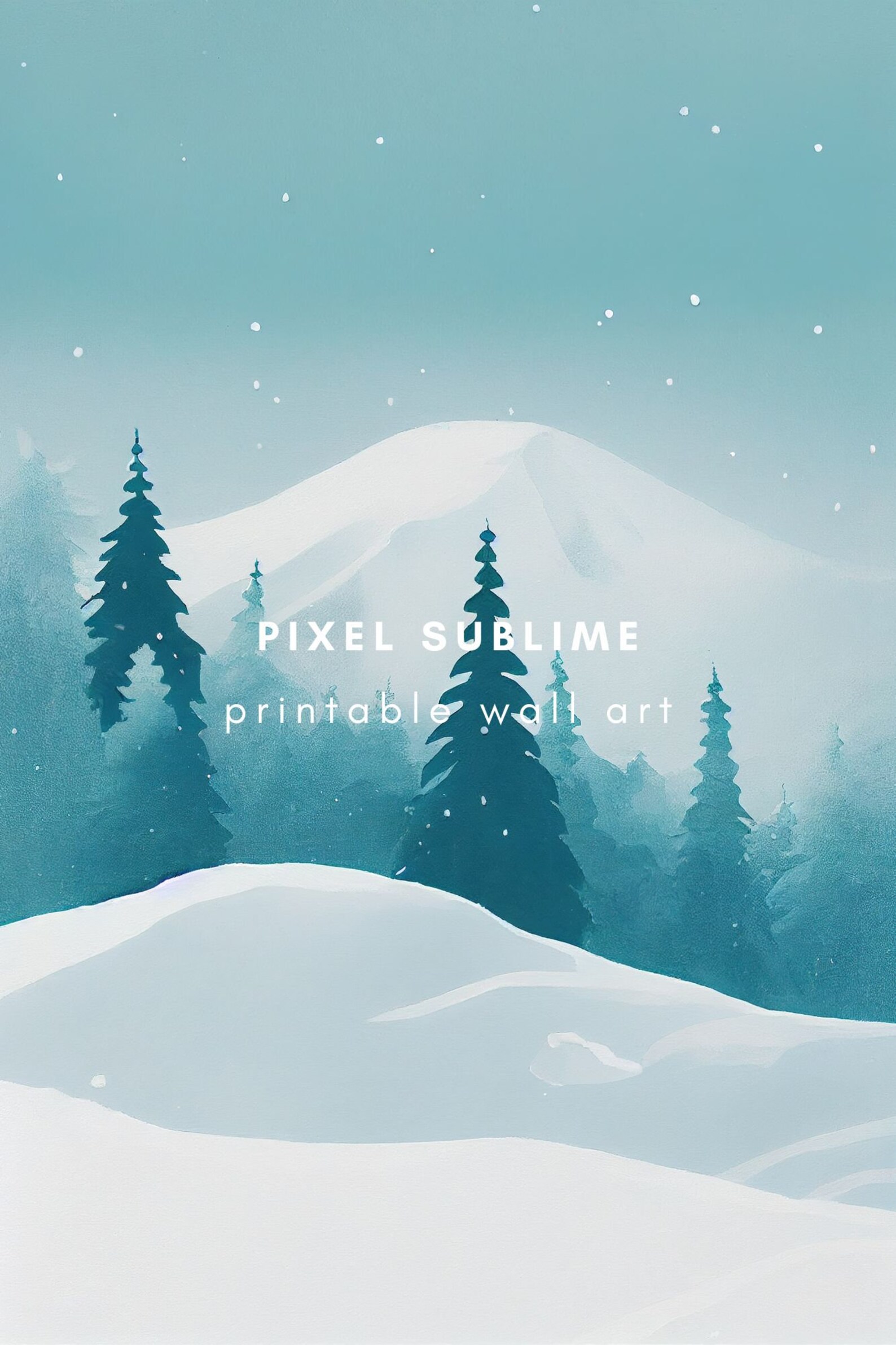 Winter Prints Blue Christmas Wall Art Painting Winter Scene - Etsy