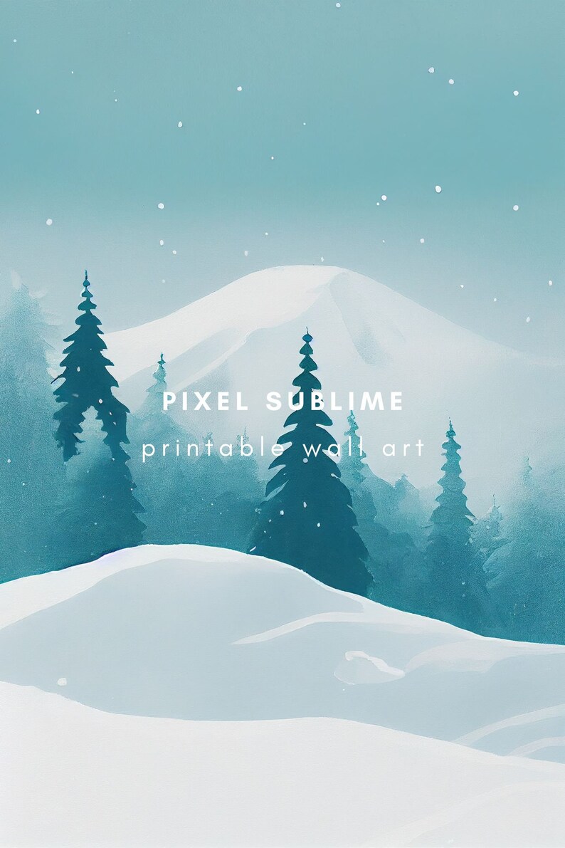 Winter Prints Blue Christmas Wall Art Painting Winter Scene - Etsy