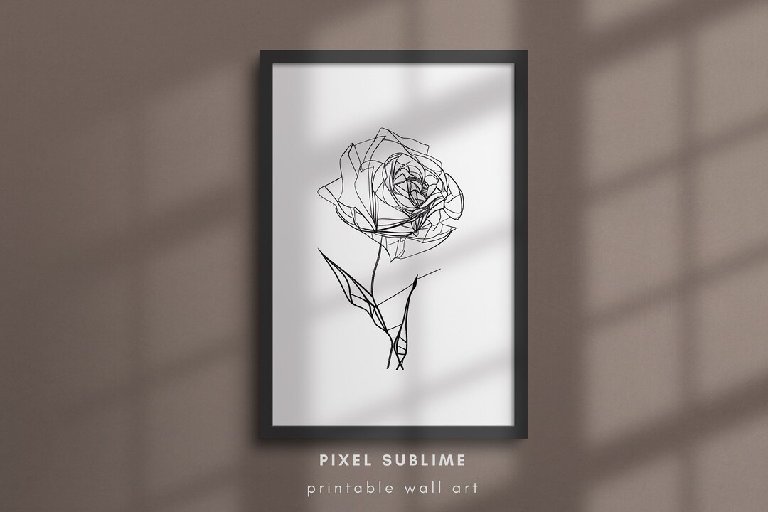 Japandi Wall Art Botanical Line Art Printable Modern Flowers - Etsy