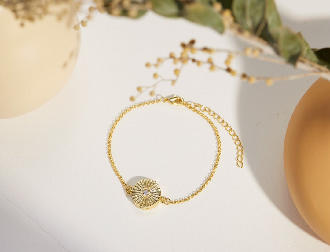 Sunshine Locket Bracelet • Customized Gold Locket • Sunburst Bracelet ...