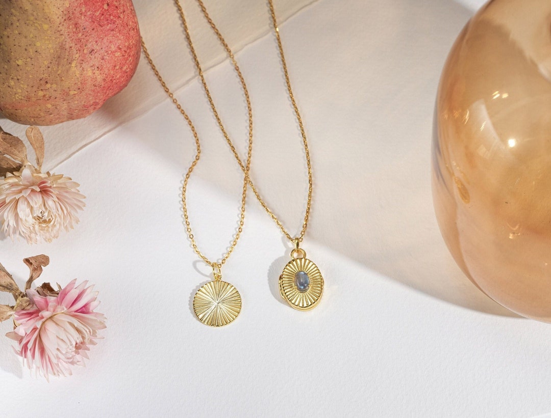Moonstone Locket Necklace • Customized Gold Locket • Moonstone Necklace ...