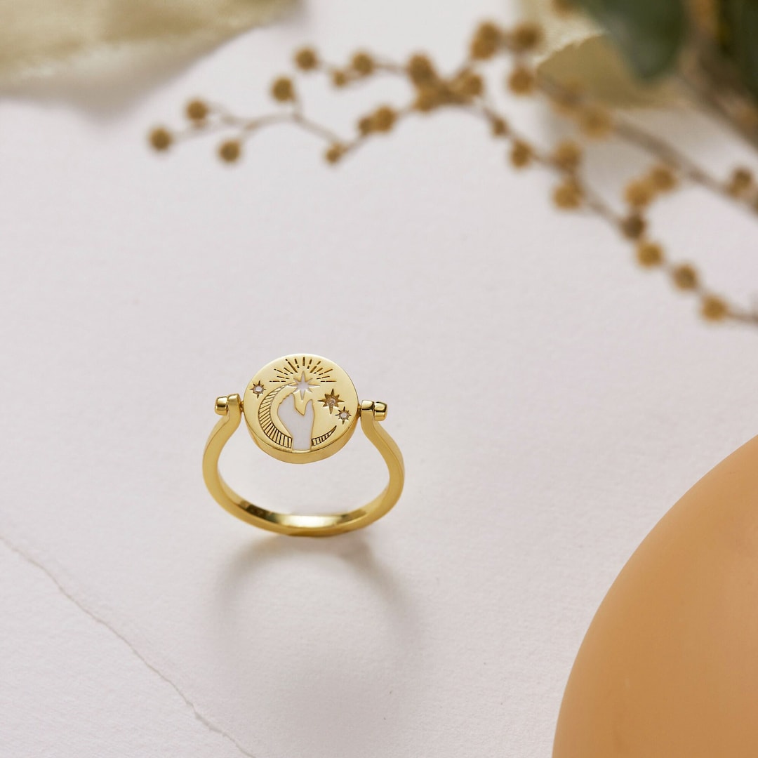 Catch A Star Spinner Ring Enamel Paint Ring Spinner Ring Dainty Ring ...