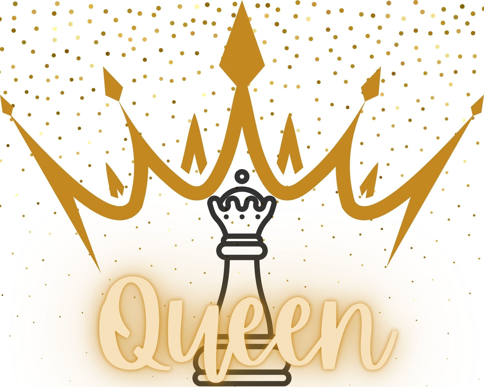 Queen Queen Chess Piece Crown Gold Dots Landscape Wall Art Wall Décor ...