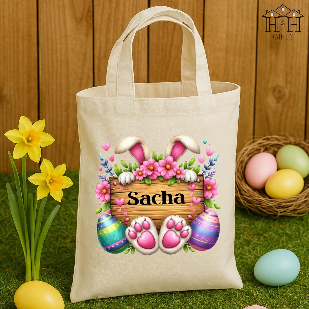 Mini Easter Egg Hunt Bag Cute Personalised Mini Easter Tote Bag Custom ...